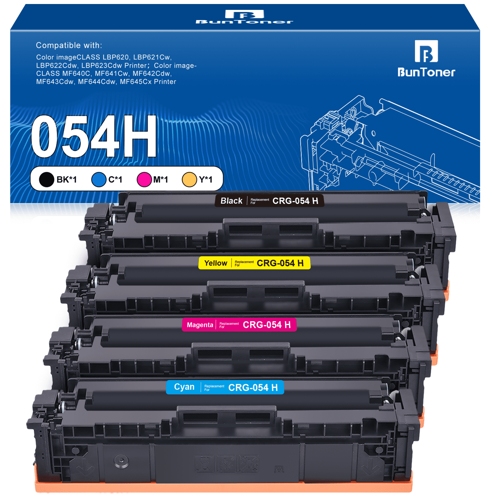 054H Toner Cartridges for Canon 054 054H for Color imageCLASS MF644Cdw ...