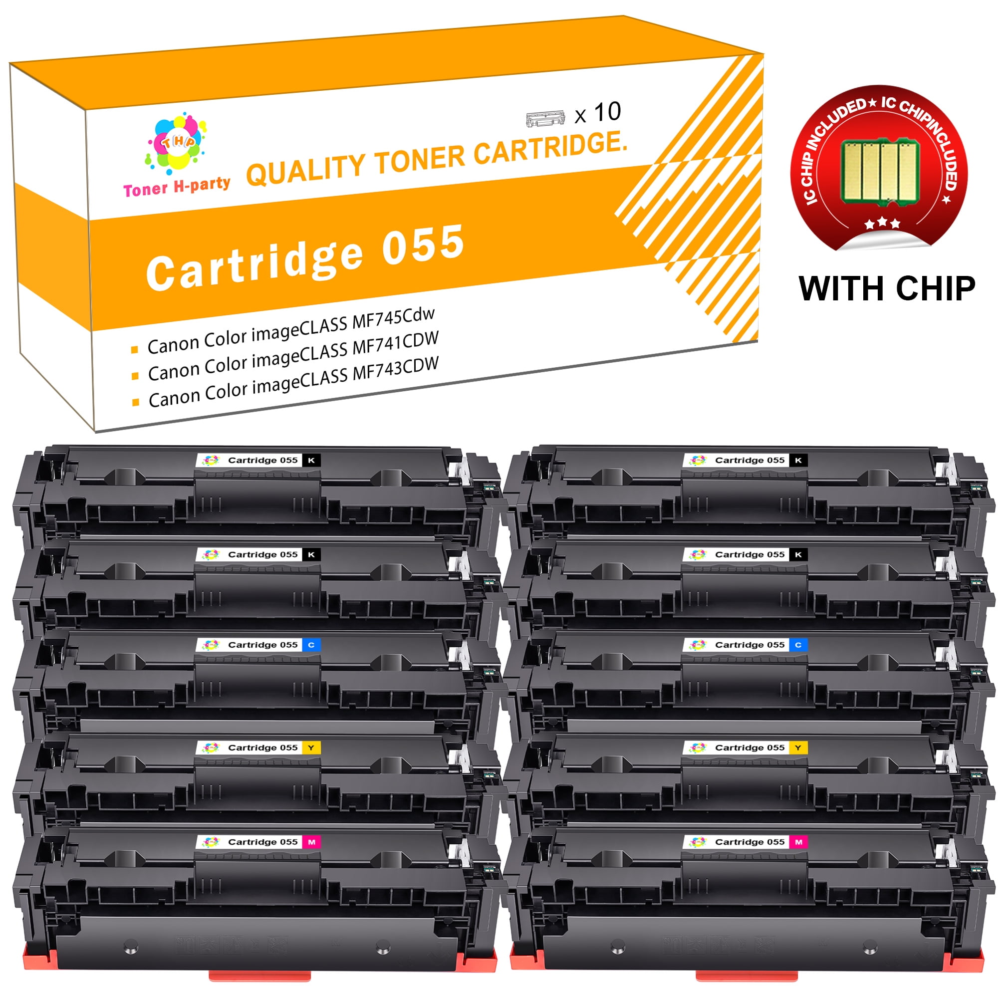 055 Toner Cartridge with Chip Compatible for Canon 055 055H Color imageCLASS MF741Cdw MF743Cdw ...