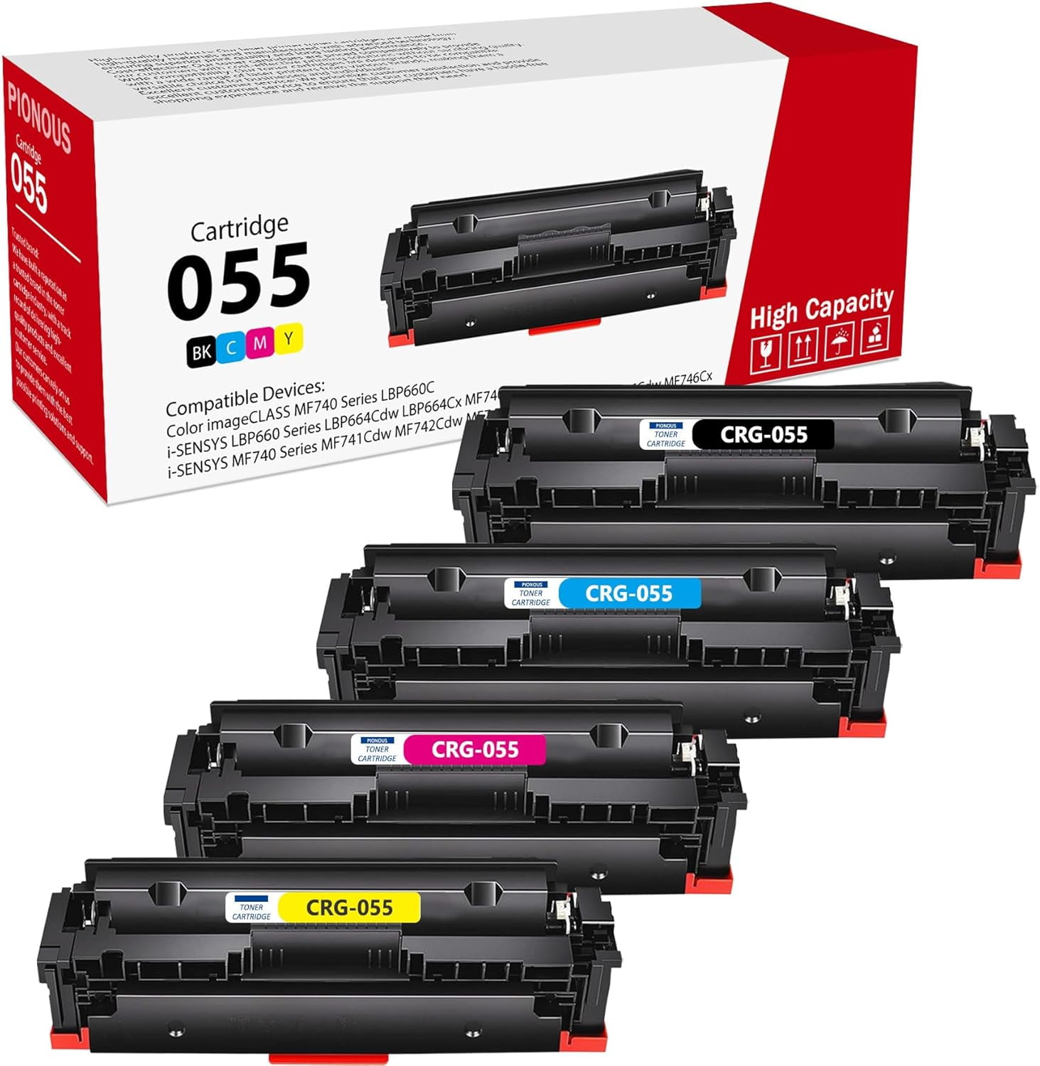 055 Toner Cartridge Set (4-Pack, Black, Cyan, Magenta, Yellow) Poou ...