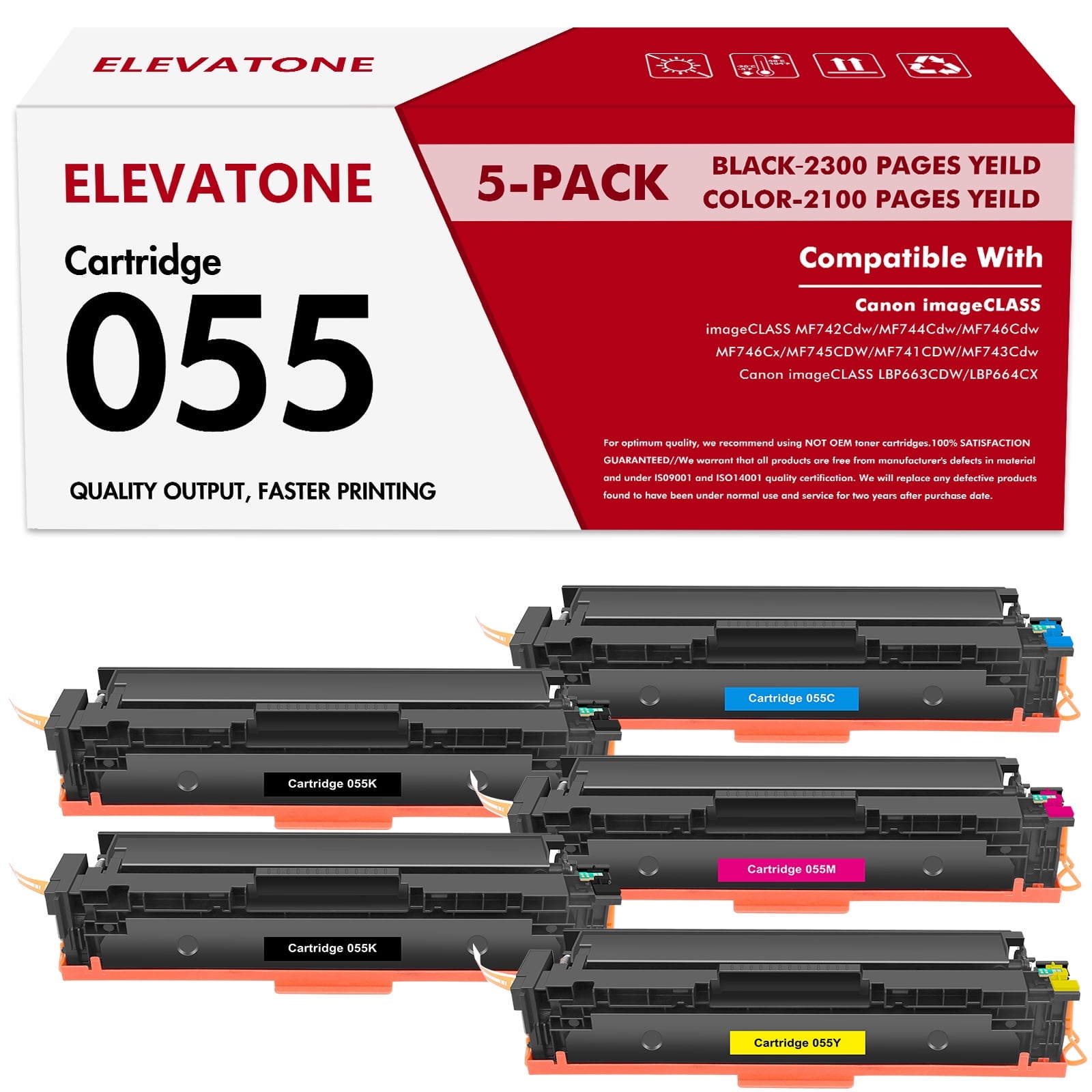 055 Toner Cartridge WITH-CHIP Compatible for Canon 055 055H High Yield ...