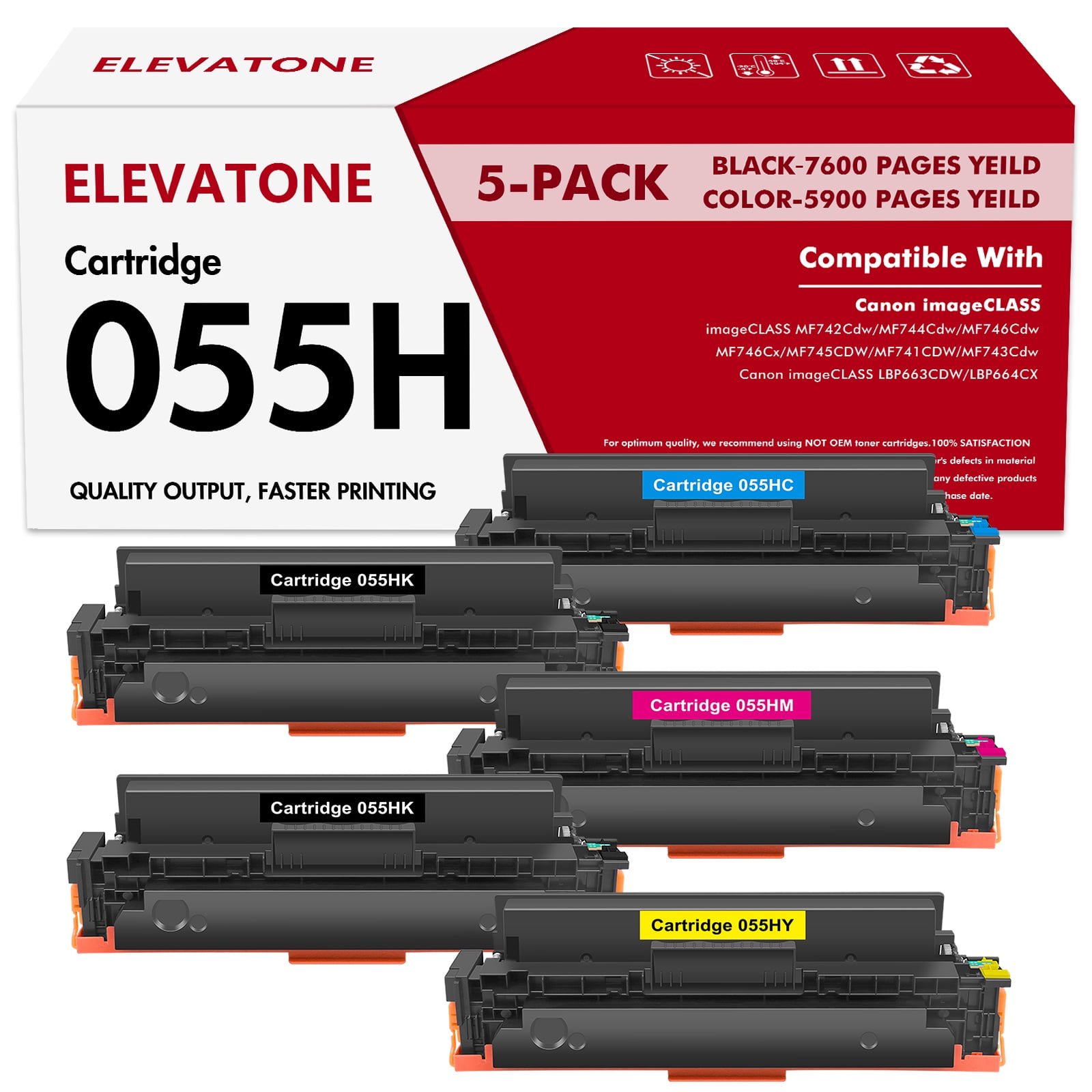 055H Toner Cartridge WITH-CHIP Compatible for Canon 055H 055 High Yield ...