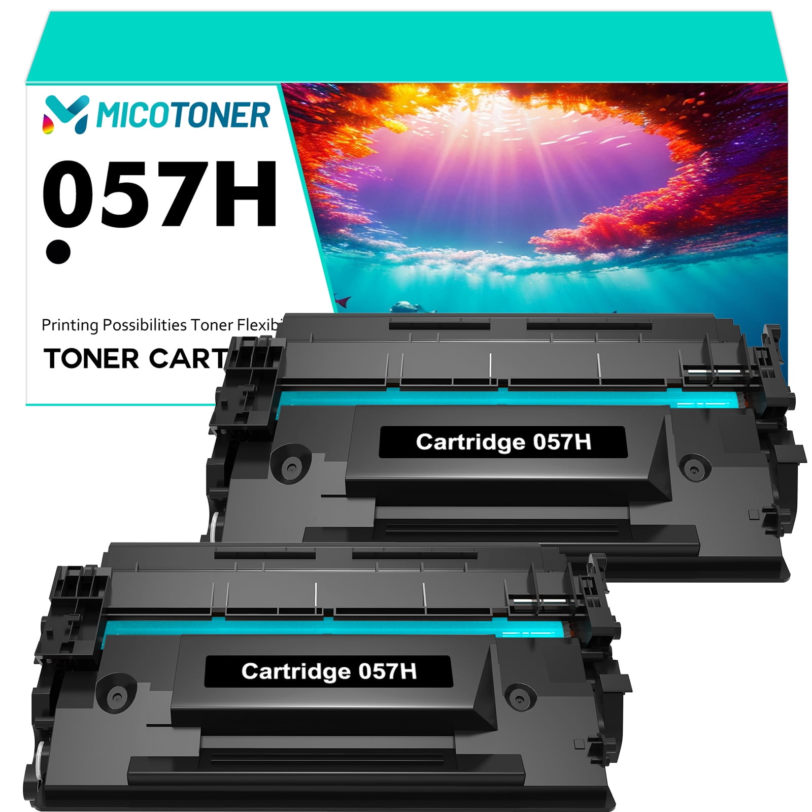 057 057H 2-Pack Compatible Toner Cartridge with Chip for Canon 057 Work ...