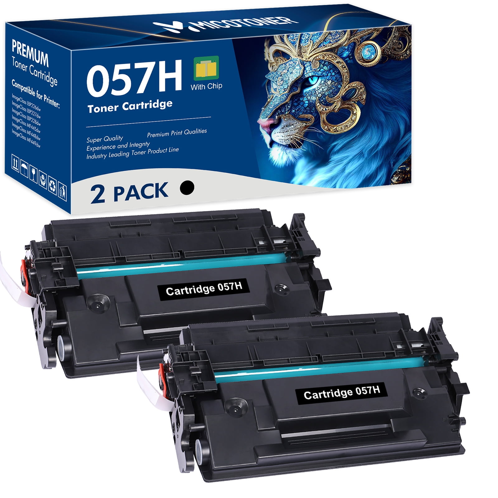 057 057H 2-Pack Compatible Toner Cartridge with Chip for Canon 057 Work ...