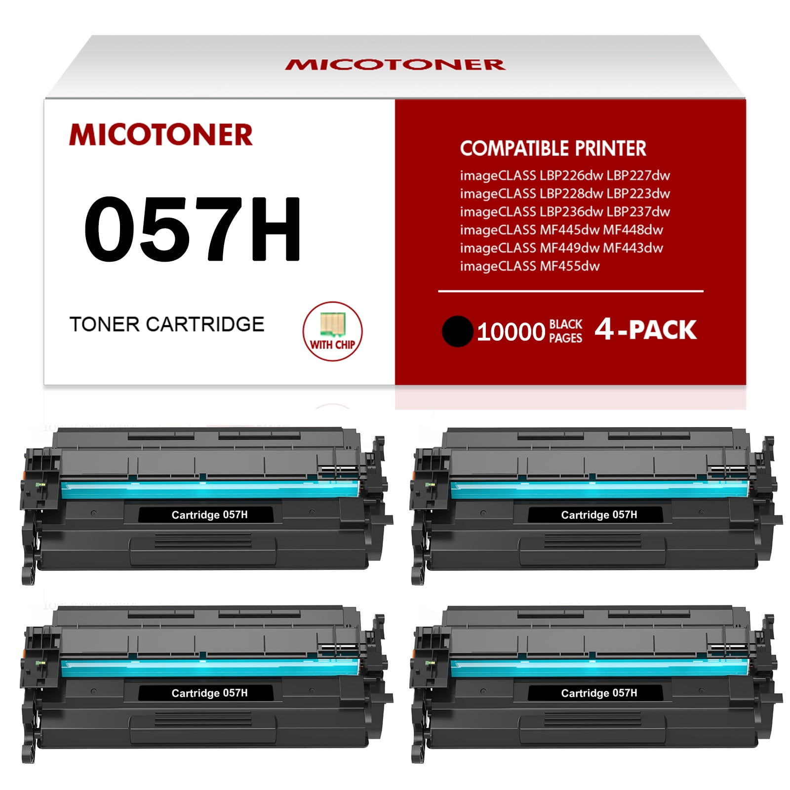 MICOTONER 4-Pack Compatible Toner for Canon 057H, Fits imageCLASS ...