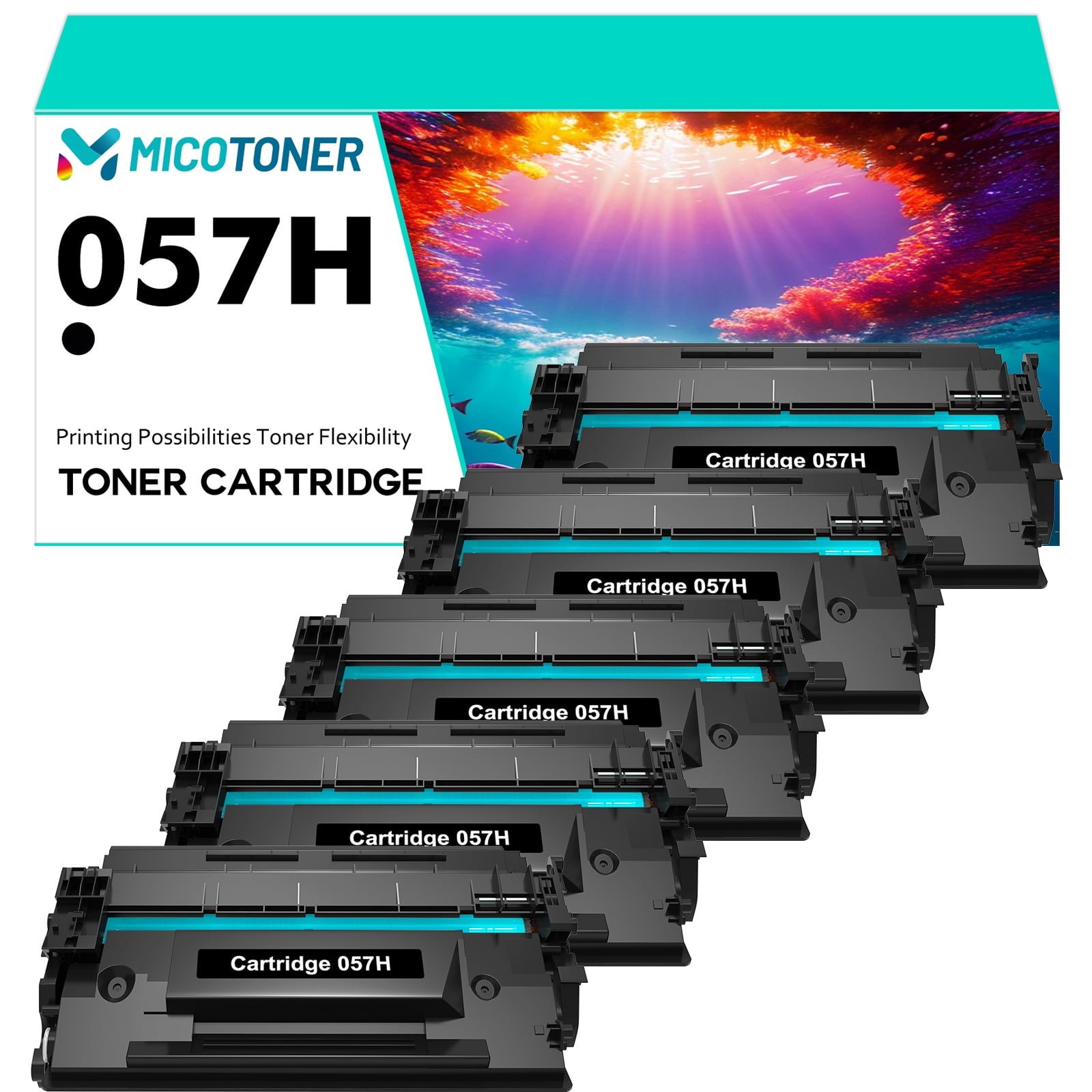 057H 057 5-Pack Compatible Toner Cartridge with Chip for Canon 057H ...