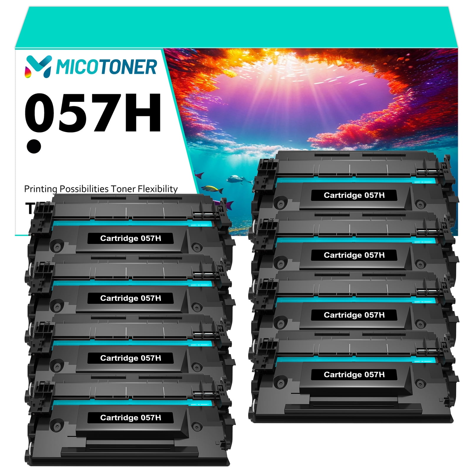 057H 057 8-Pack Compatible Toner Cartridge with Chip for Canon 057H ...