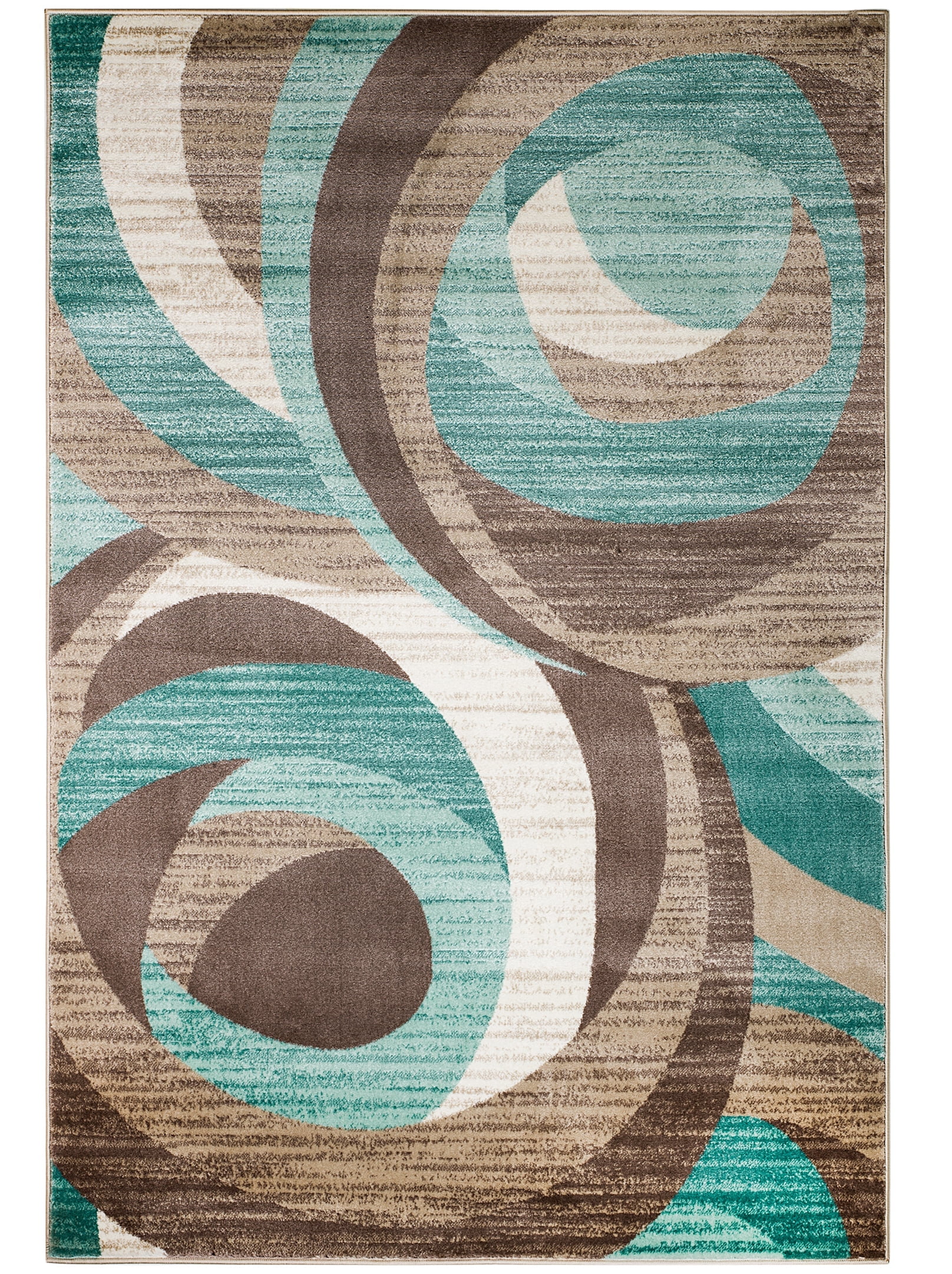#060 SUM; Teal Circular Swirl Geometric Modern Area Rug RUG AND DECOR ...