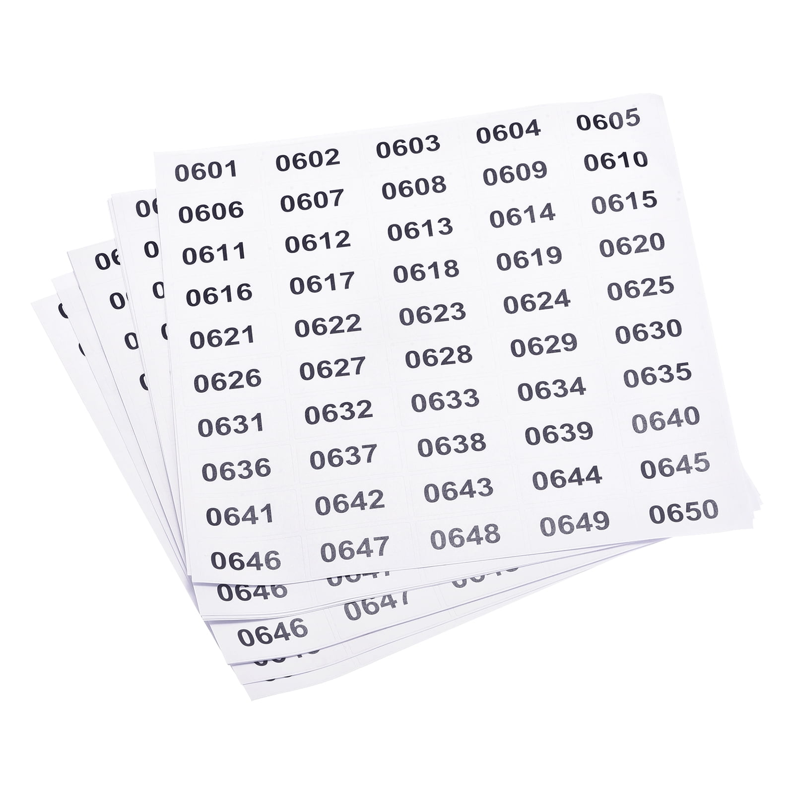 0601 to 0650 Consecutive Number Stickers Inventory Label Sheets for ...