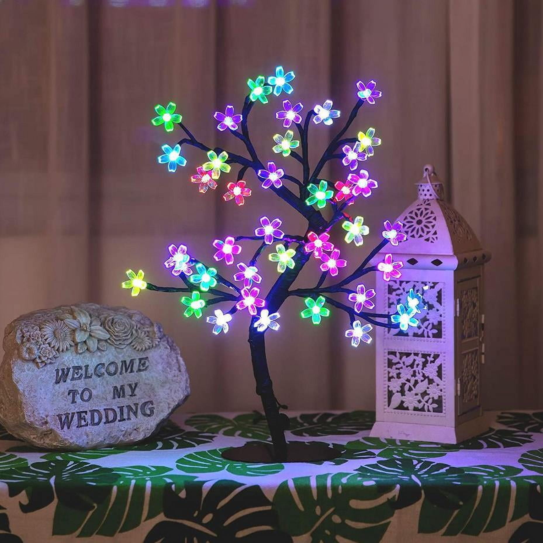 0620 Cherry Blossom Tree Light 17inch 40LED Lighted Tabletop Artificial ...