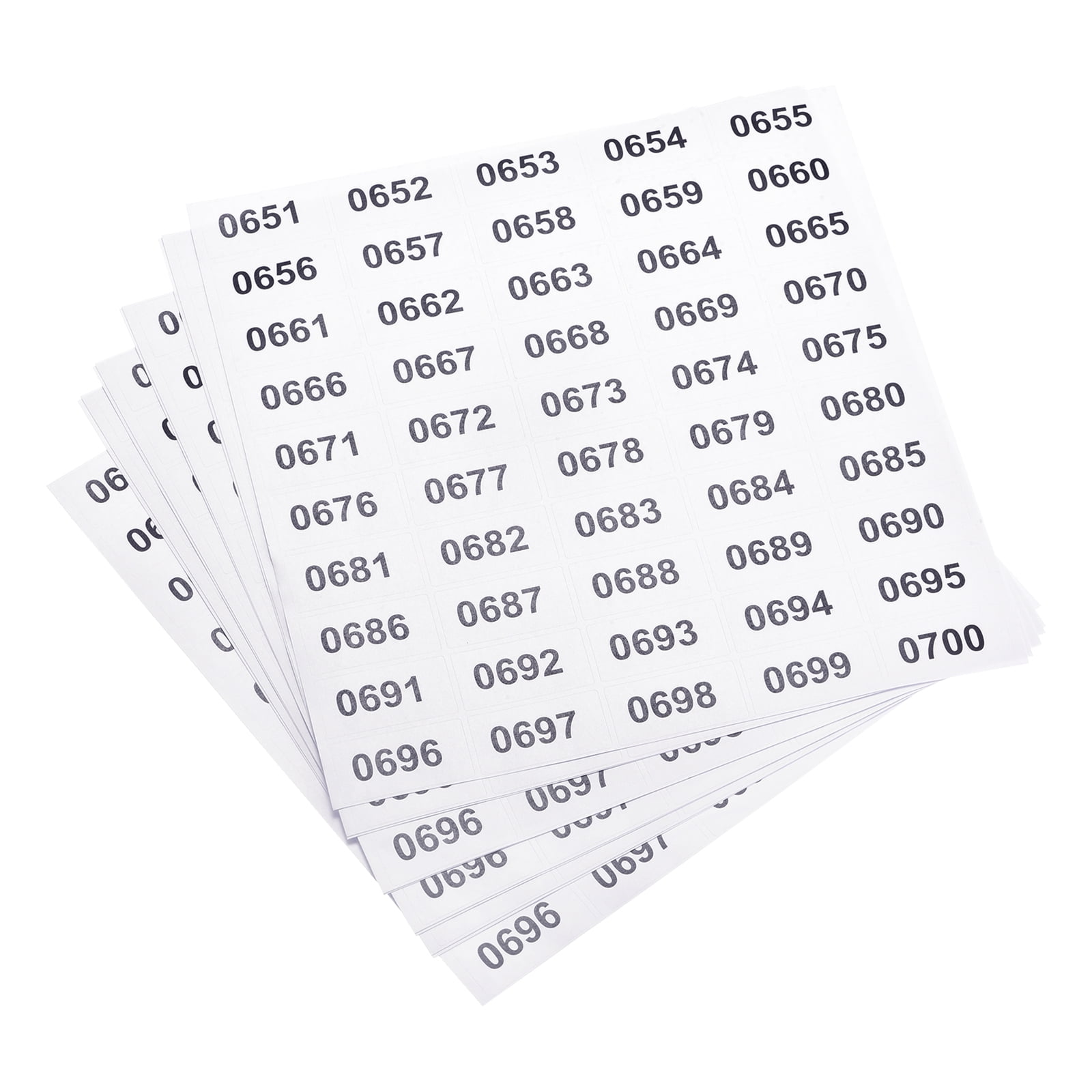 0651 to 0700 Consecutive Number Stickers Inventory Label Sheets for ...