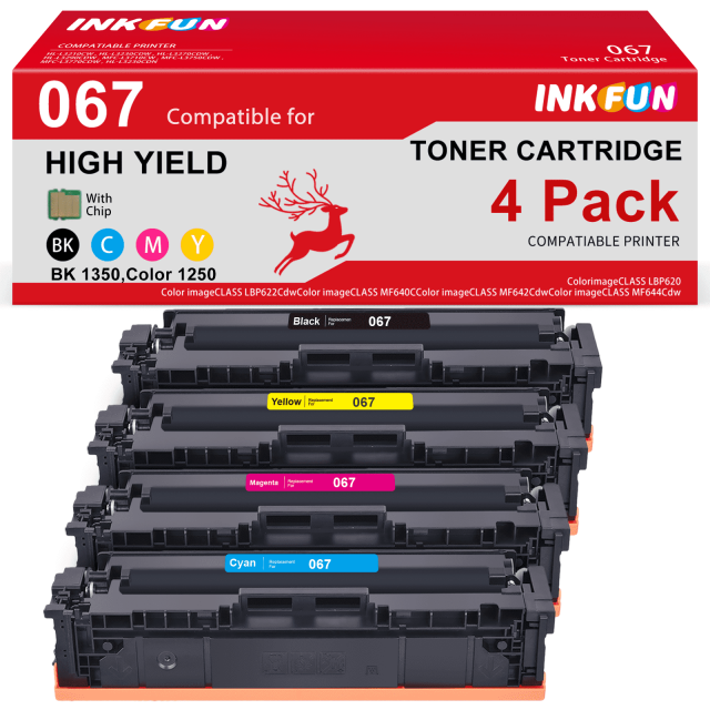 Inkfun 067 Toner Cartridge Pack for Canon Laser Printers, Contains ...