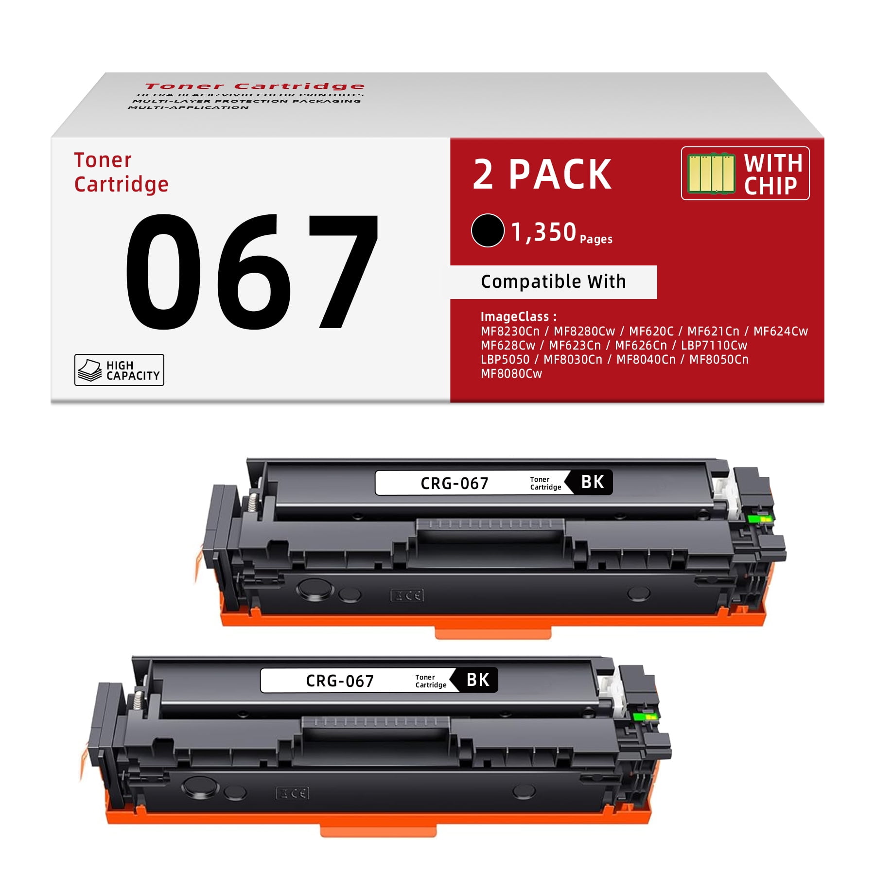 067 Toner Cartridge Compatible Replacement for Canon 067 067H CRG067 ...