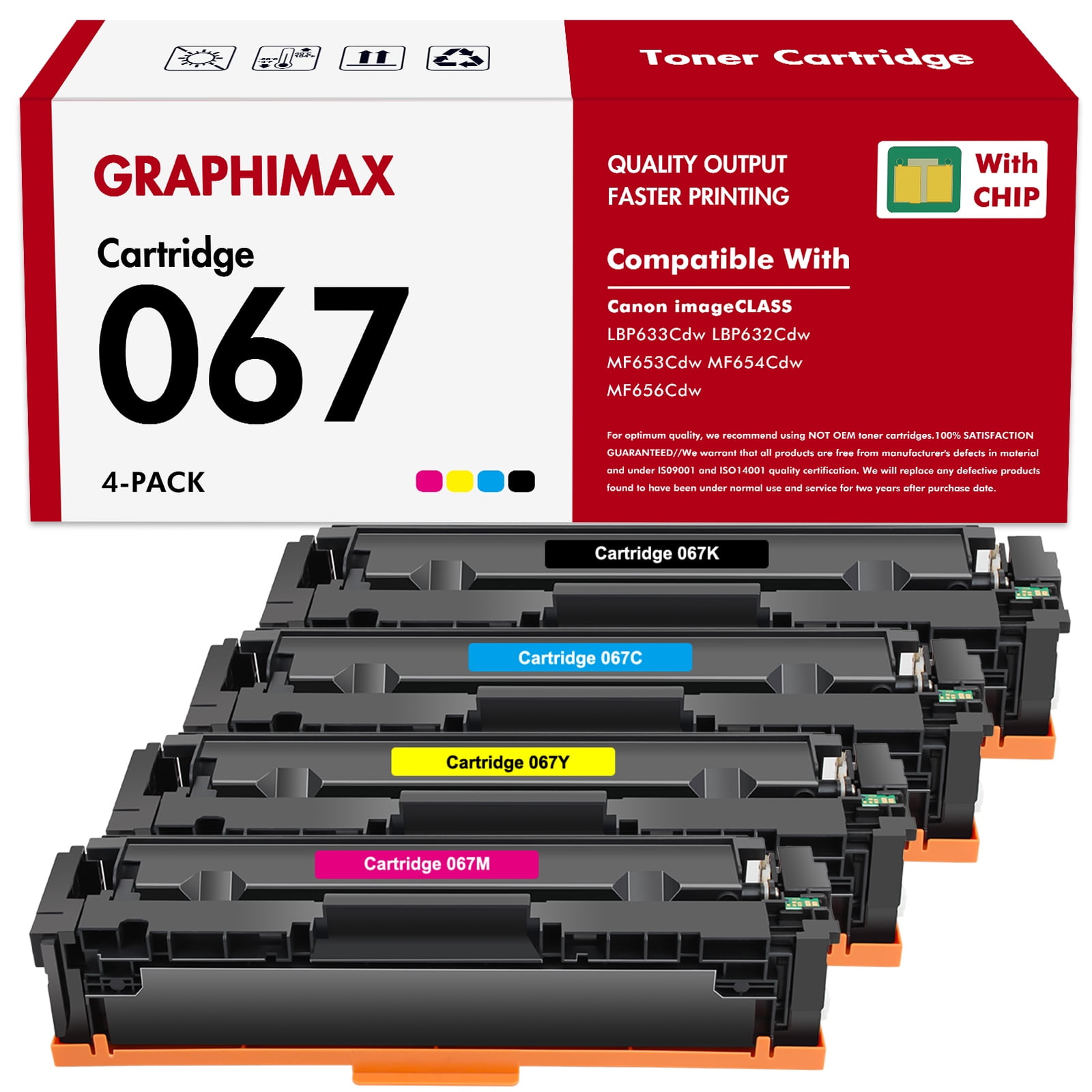 067 Toner Cartridges Set with CHIP Compatible for Canon 067 067H Work ...