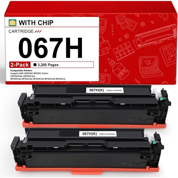 067H Black Toner Cartridge Compatible Replacement for Canon 067 067H ...