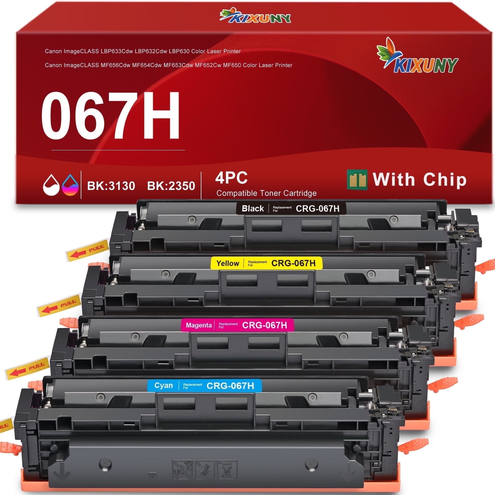 067H Toner Cartridge for Canon 067 067H CRG-067 Toner Cartridge 4 Pack ...