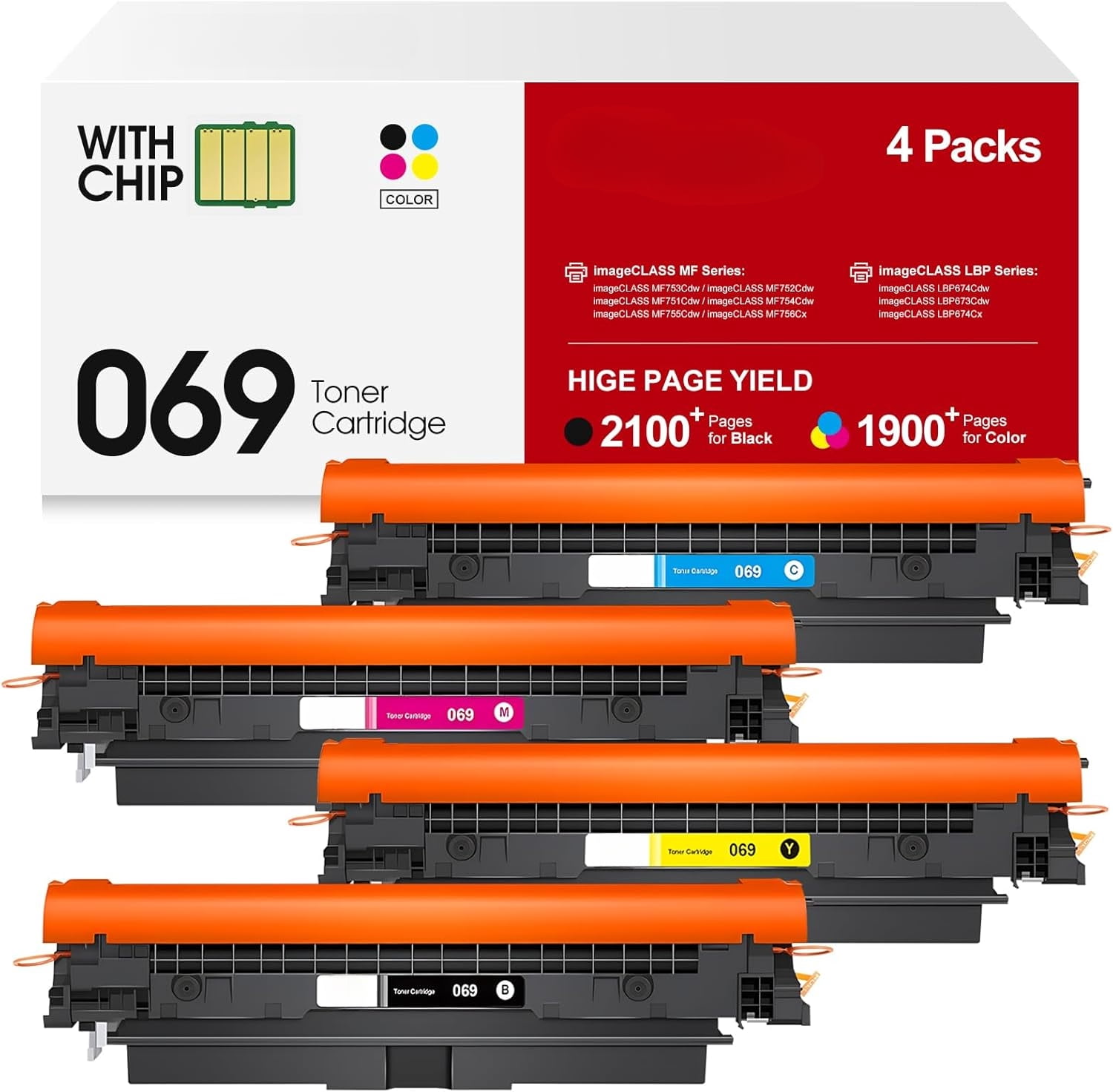 069 Toner Cartridge Set Replacement for Canon 069 Toner Cartridge 4 ...