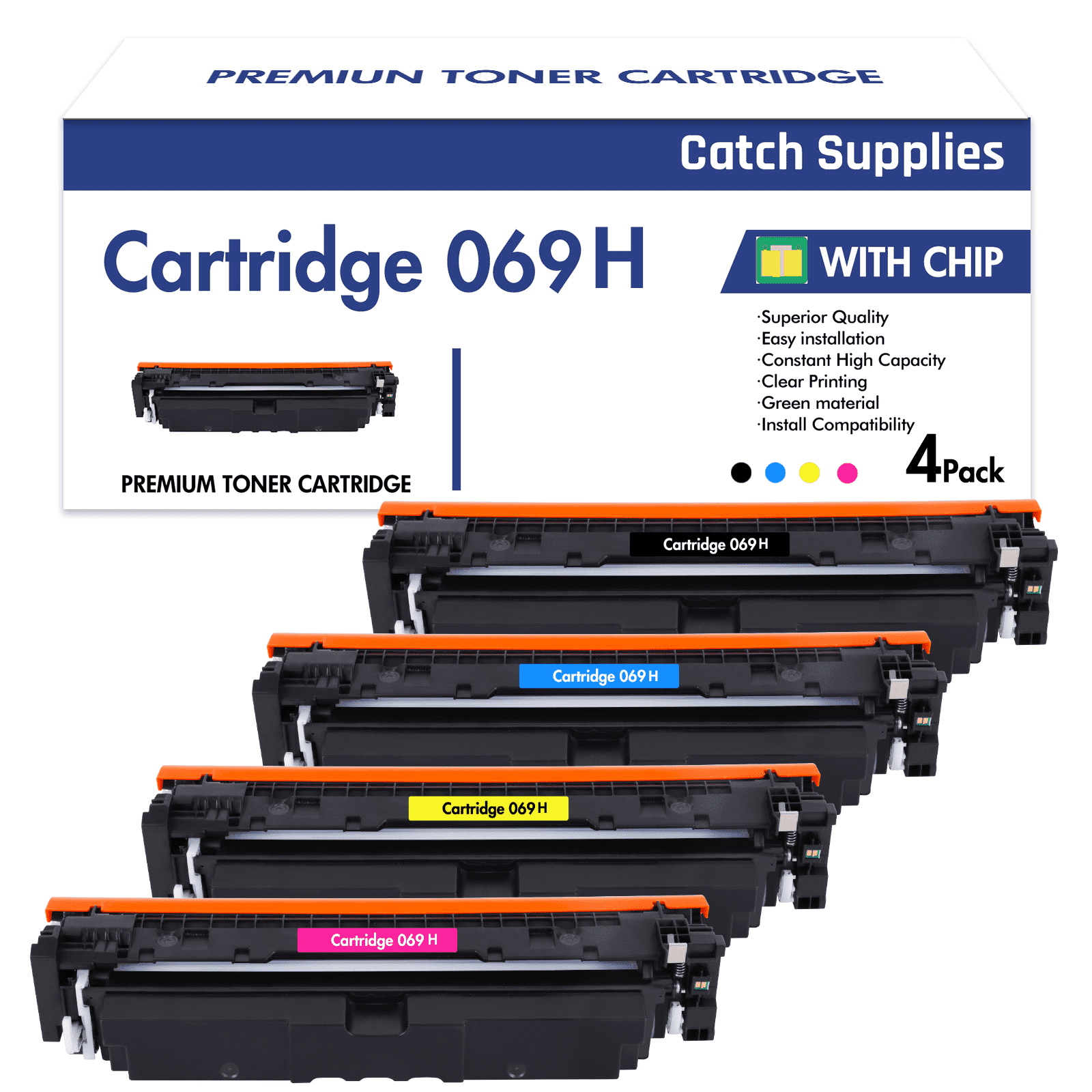 Canon 069H Toner Cartridge 4-Pack High Yield (Black, Cyan, Magenta ...