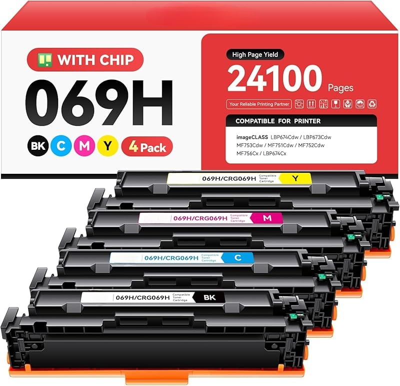 069H 069 Toner Cartridge Set 4-Pack MF753Cdw High Capacity Black Cyan ...