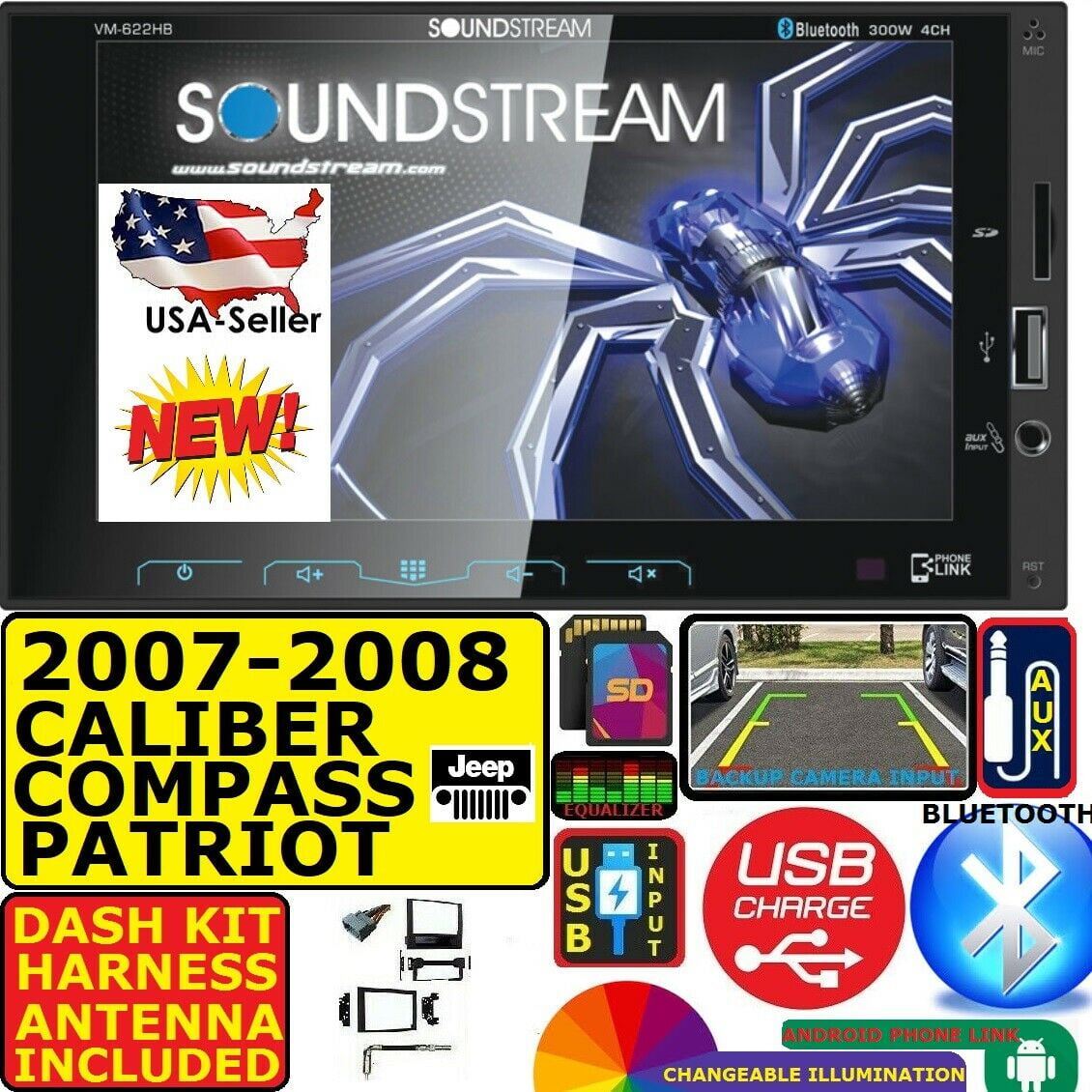 07 08 COMPASS CALIBER PATRIOT SOUNDSTREAM BLUETOOTH USB SD AUX CAR ...