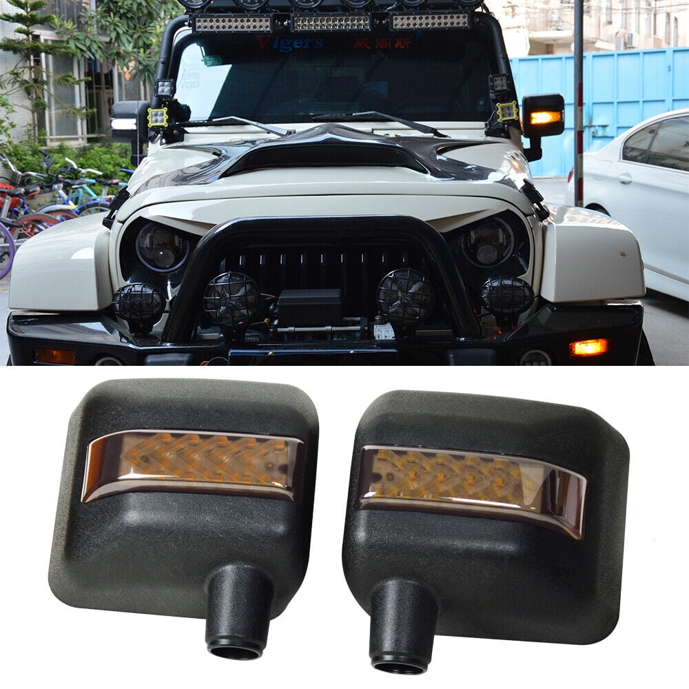 07-18 LED Side Mirror with Amber White Sequential Turn Signal Lights ...