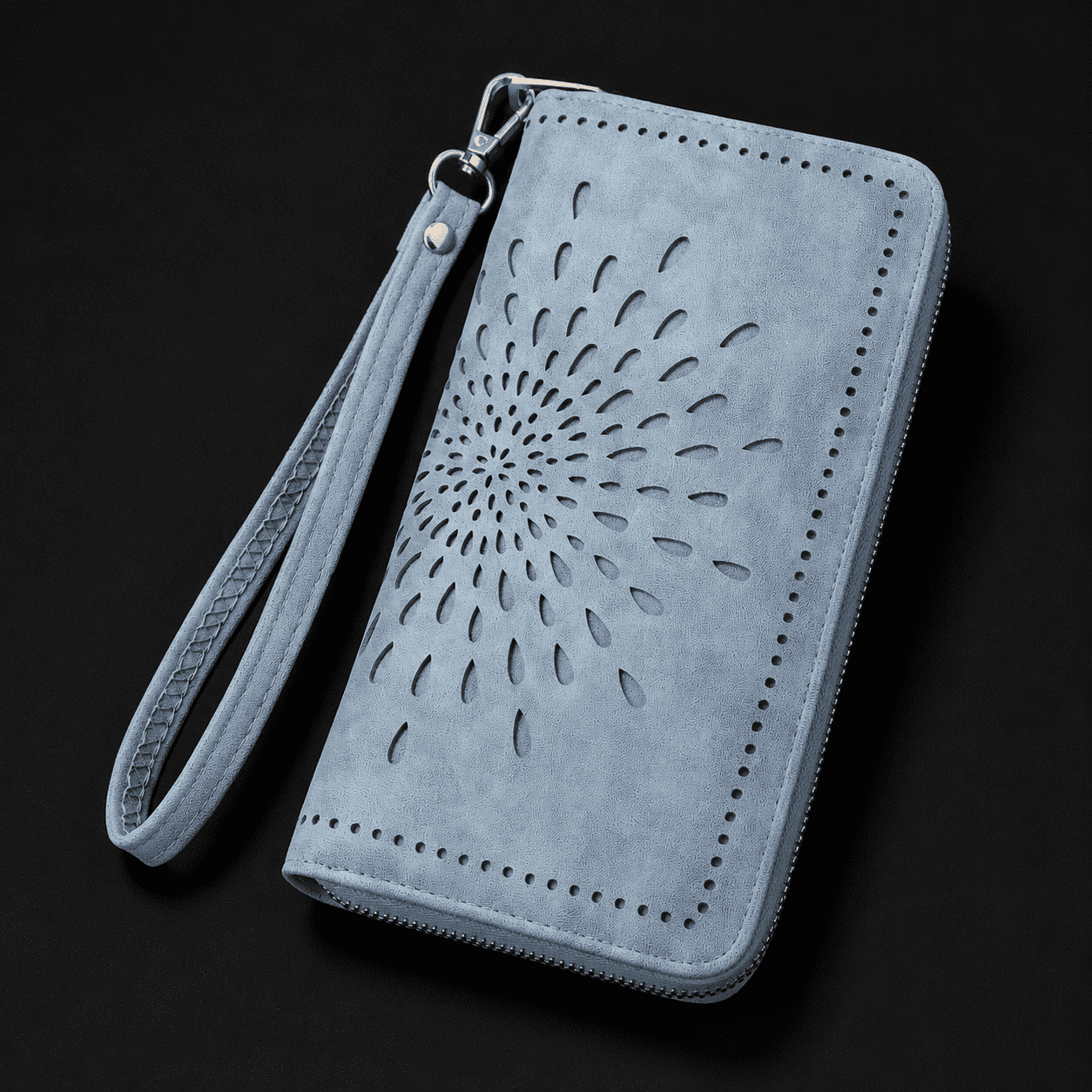 07-blue PU Leather Wallet Large Capacity RFID Blocking Wristlet Card ...