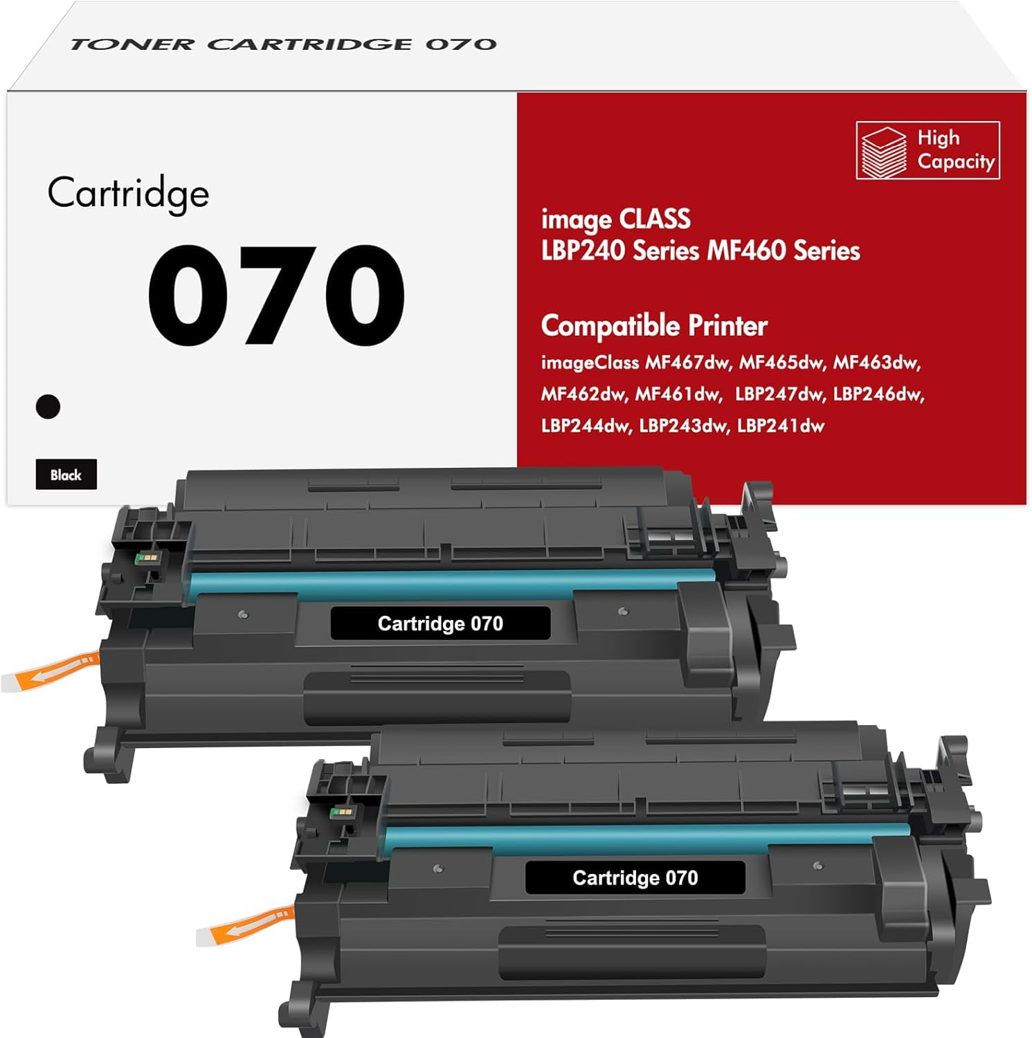 070 Black Toner Cartridge 2-Pack Compatible Replacement for Canon 070 ...