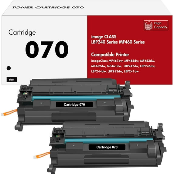070 Black Toner Cartridge 2-Pack Compatible Replacement for Canon 070 ...