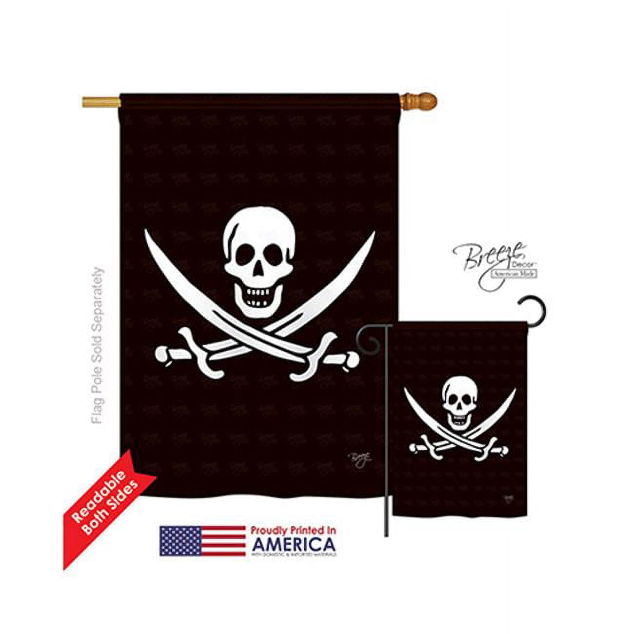 07031 Pirate Calico Jack Rackham 2-Sided Vertical Impression House Flag ...