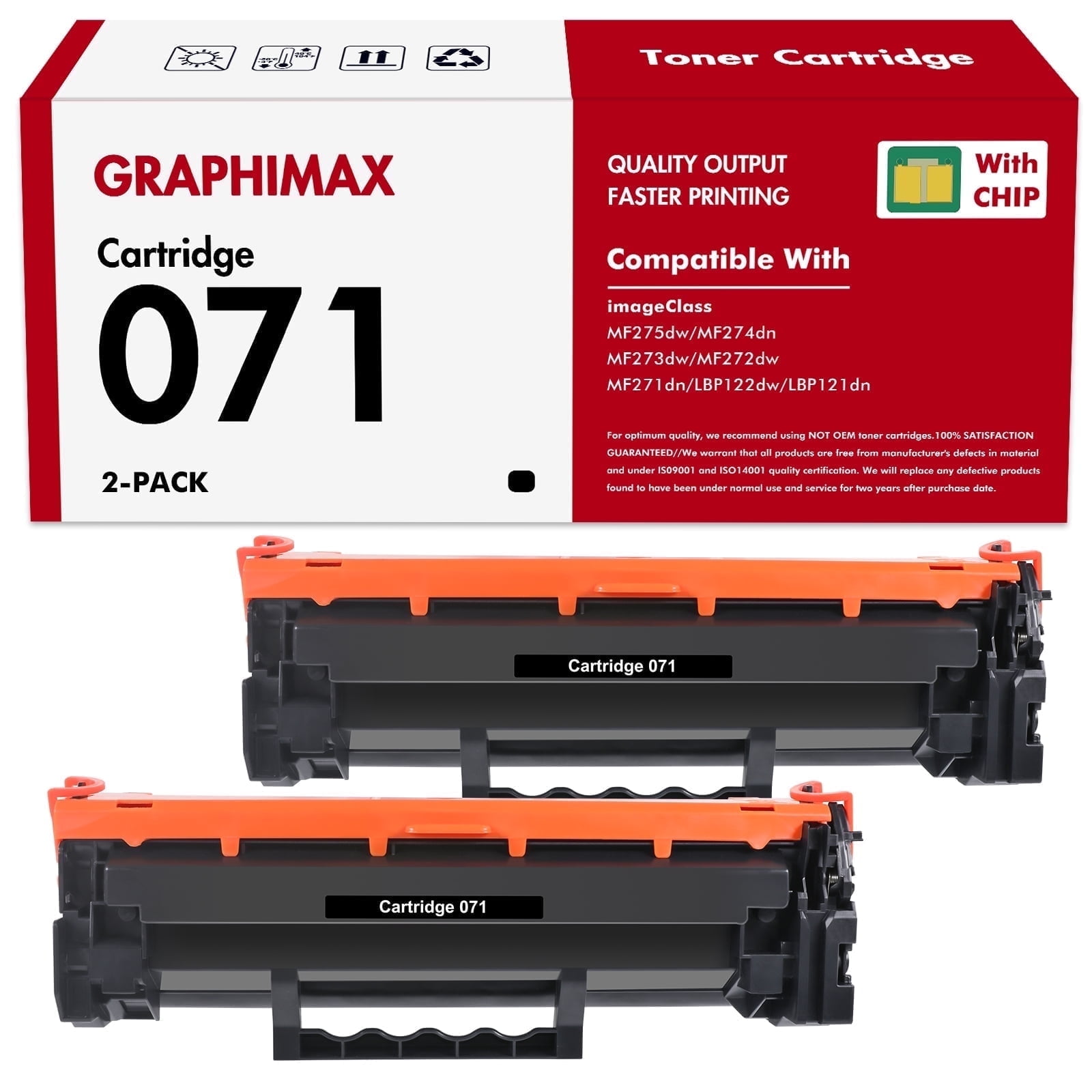 071 High Yield Toner Cartridge with Chip Compatible for Canon 071 071H CRG 071 imageClass ...