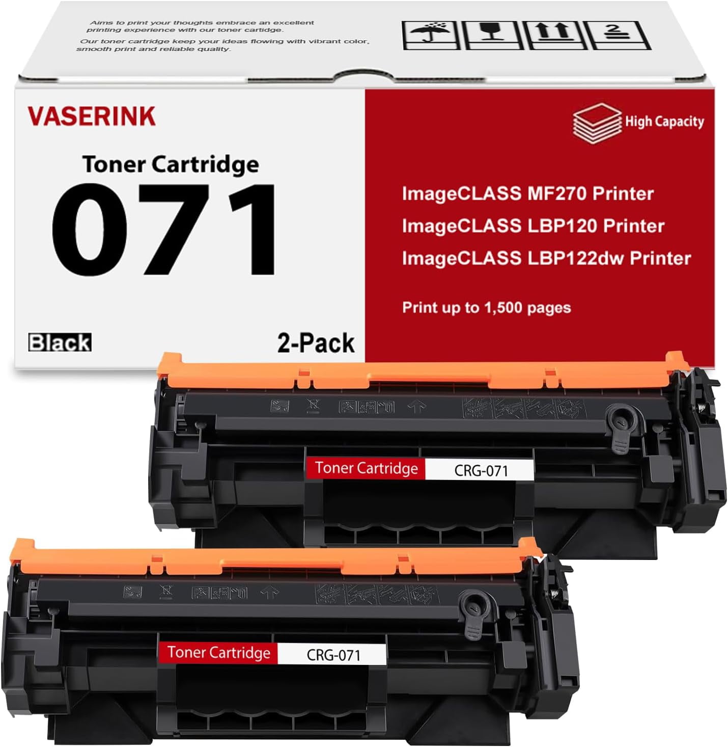 071 High-Yield Black Toner Cartridge 2-Pack Replacement for Canon 071 ...