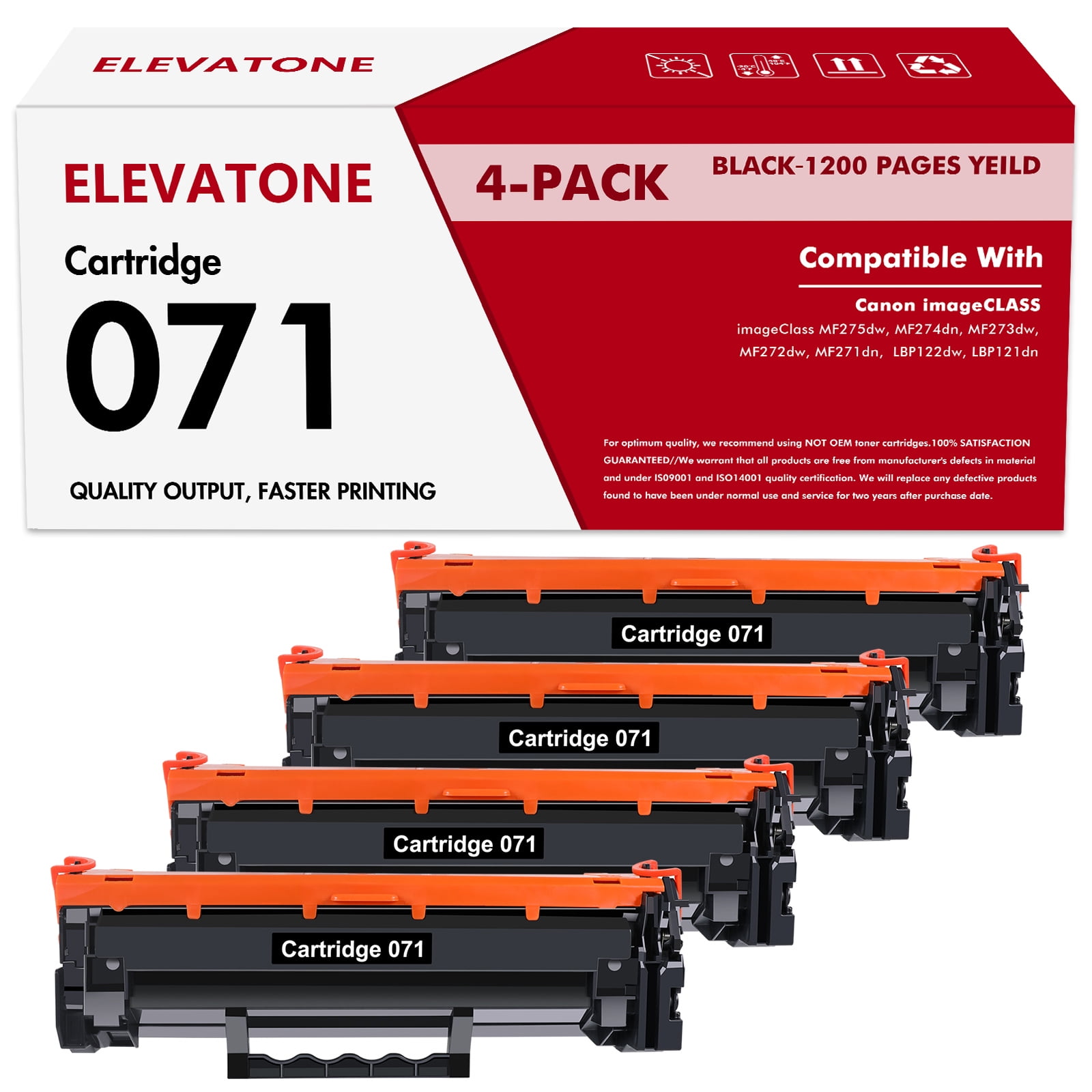 071 Toner Cartridge with Chip 4-Pack Compatible for Canon 071 071H CRG ...