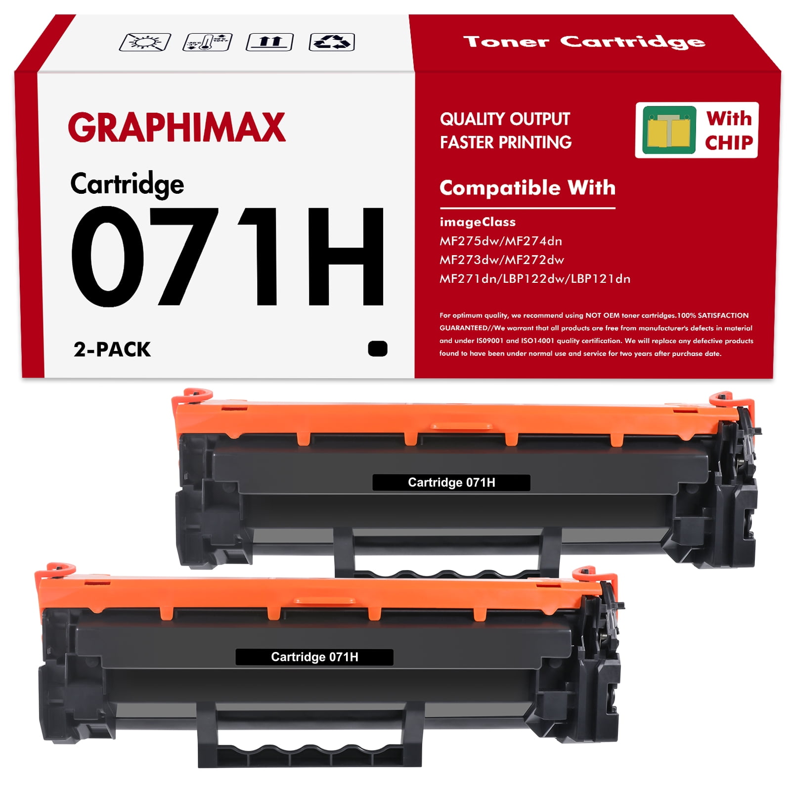 071H 2-Pack GraphiMax Toner Cartridge with Chip Compatible for Canon ...