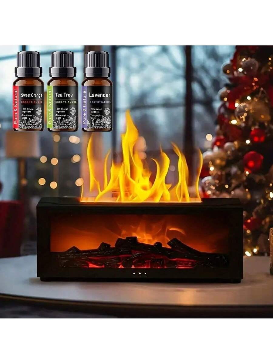 0731 Upgraded Fireplace Diffuser 7-Color LED Flame Effect, 300ml Large ...