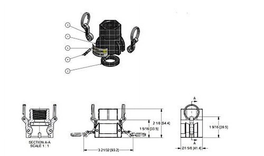 075D Polypropylene Cam & Groove Fitting, 3/4" Female Coupler x NPT ...