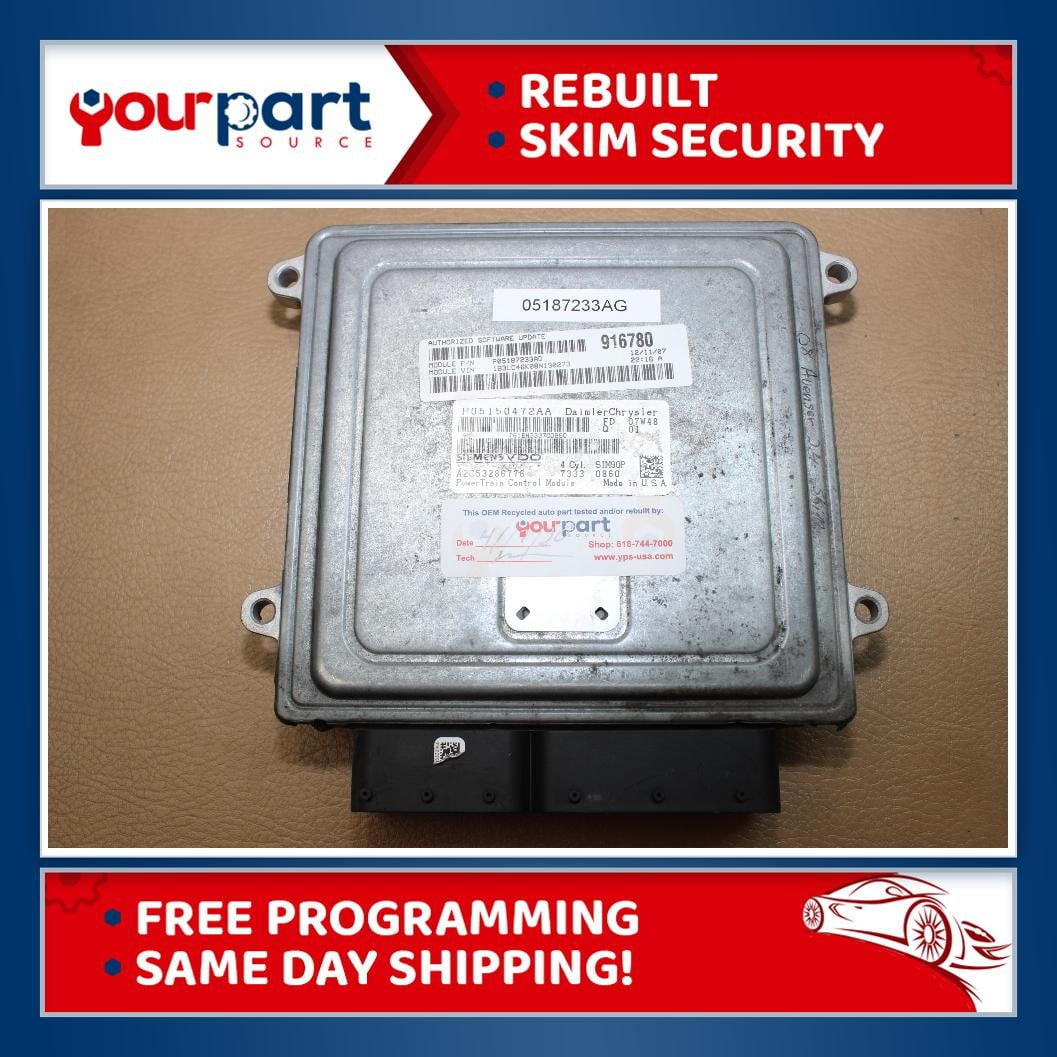 08 2.4L AVENGER SEBRING ECU ECM PCM ENGINE CONTROL COMPUTER 05187233AG ...