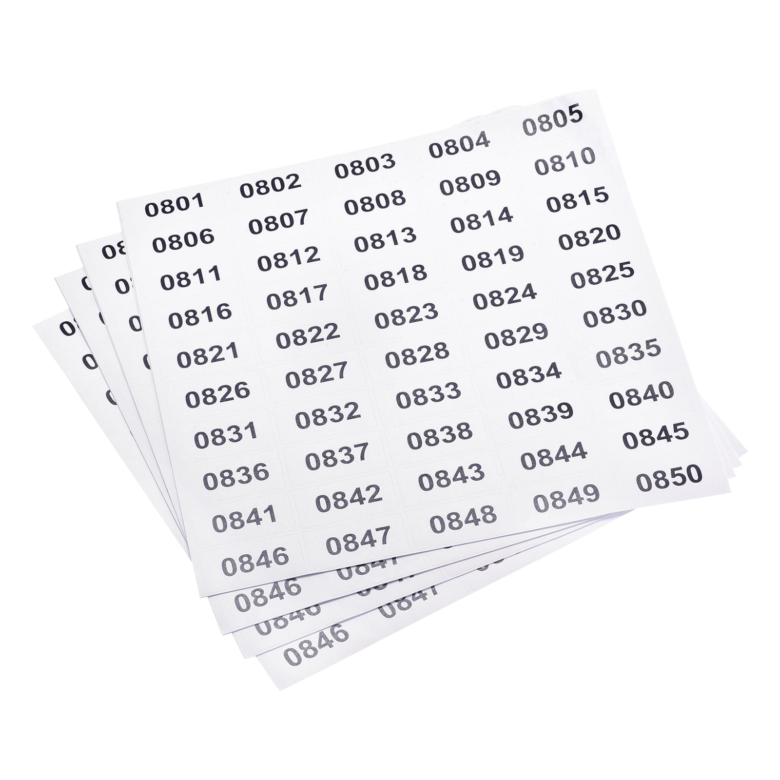 0801 to 0850 Consecutive Number Stickers Inventory Label Sheets for ...