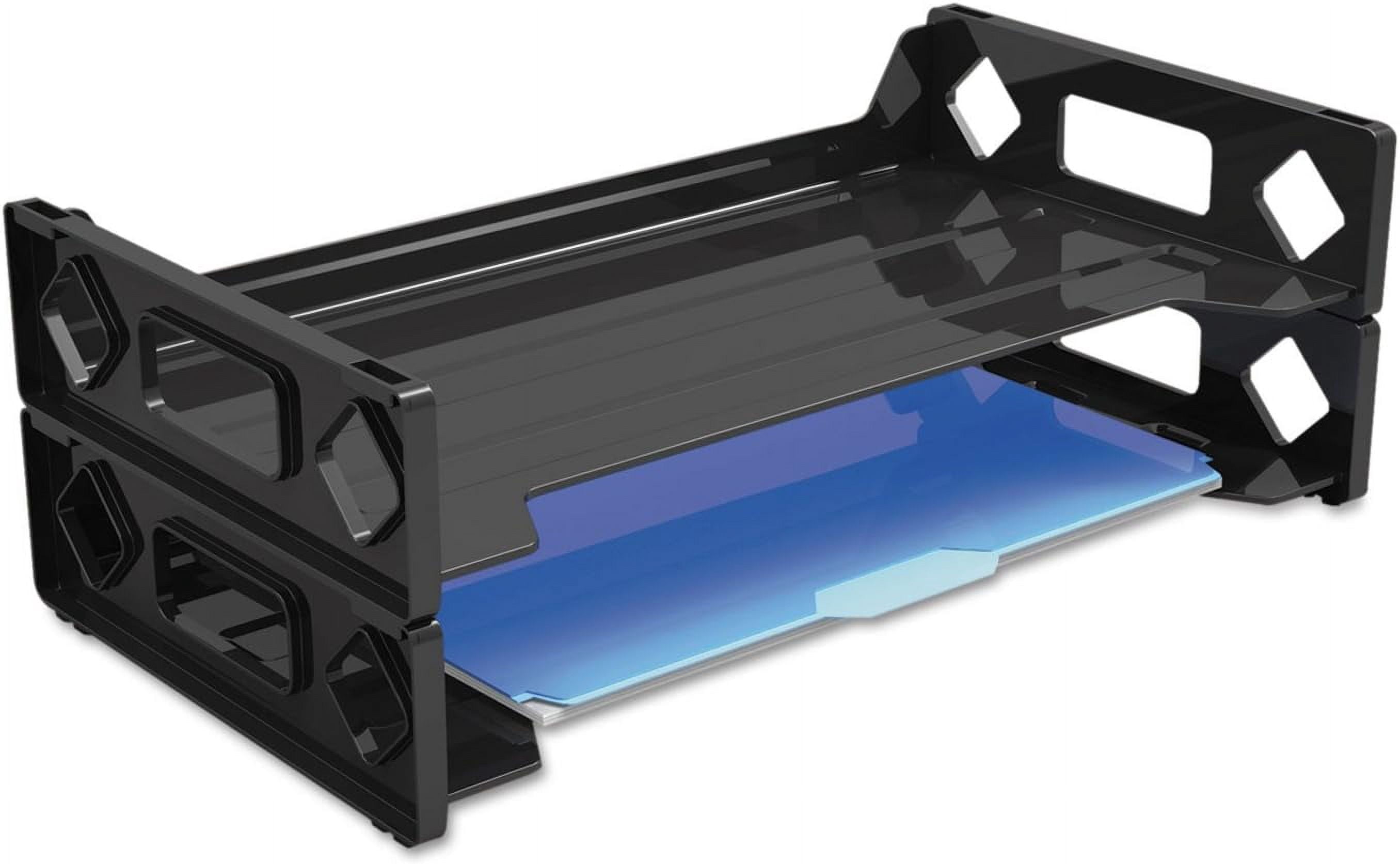 08101 Side Load Legal Desk Tray, Two Tier, Plastic, Black - Walmart.com