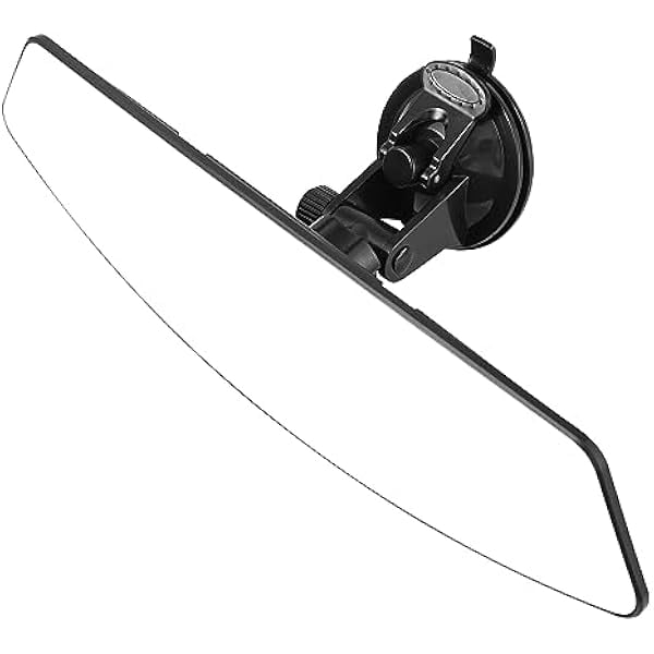 0829 12.6" Large Trapezoidal Convex Rear View Mirror, Suction Cup Anti ...