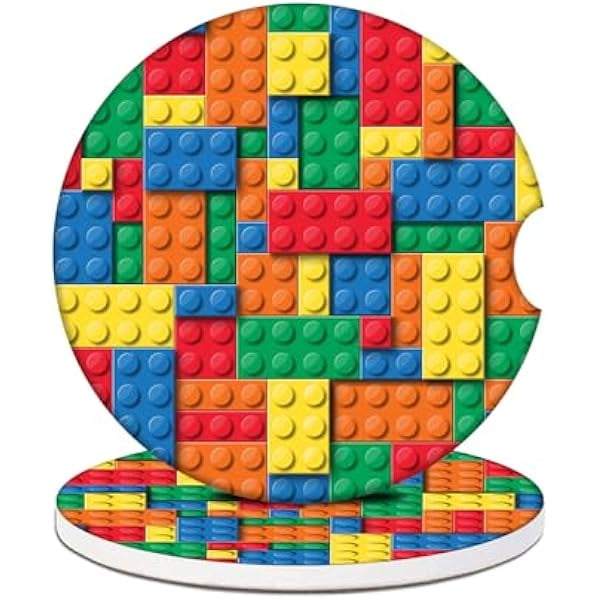 0829 2 Pack Car Cup Holder Coasters - Colorful Building Blocks ...