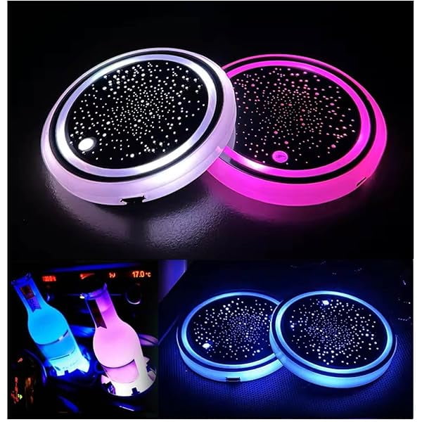 0829 2PCS LED Car Cup Holder Lights, Light up Car Coasters for Cup ...