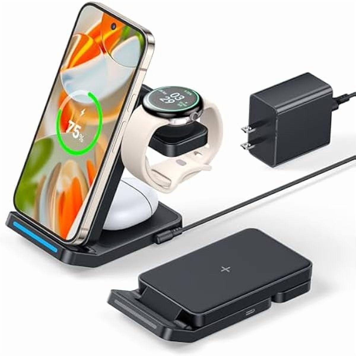 0829 3 in 1 Foldable Wireless Charger for Pixel Watch 1st, 15W Fast ...