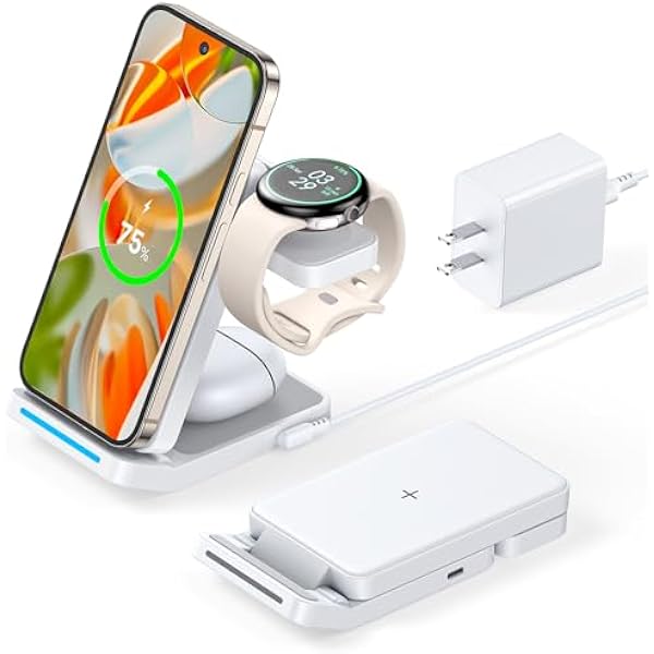 0829 3 in 1 Foldable Wireless Charger for Pixel Watch 1st, 15W Fast ...