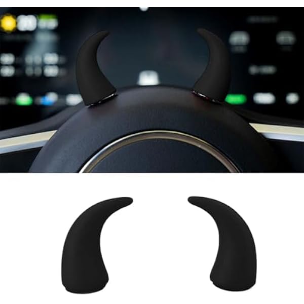 0829 3D Devil Bull Horn Car Interior Decoration, Funny Car Steering ...