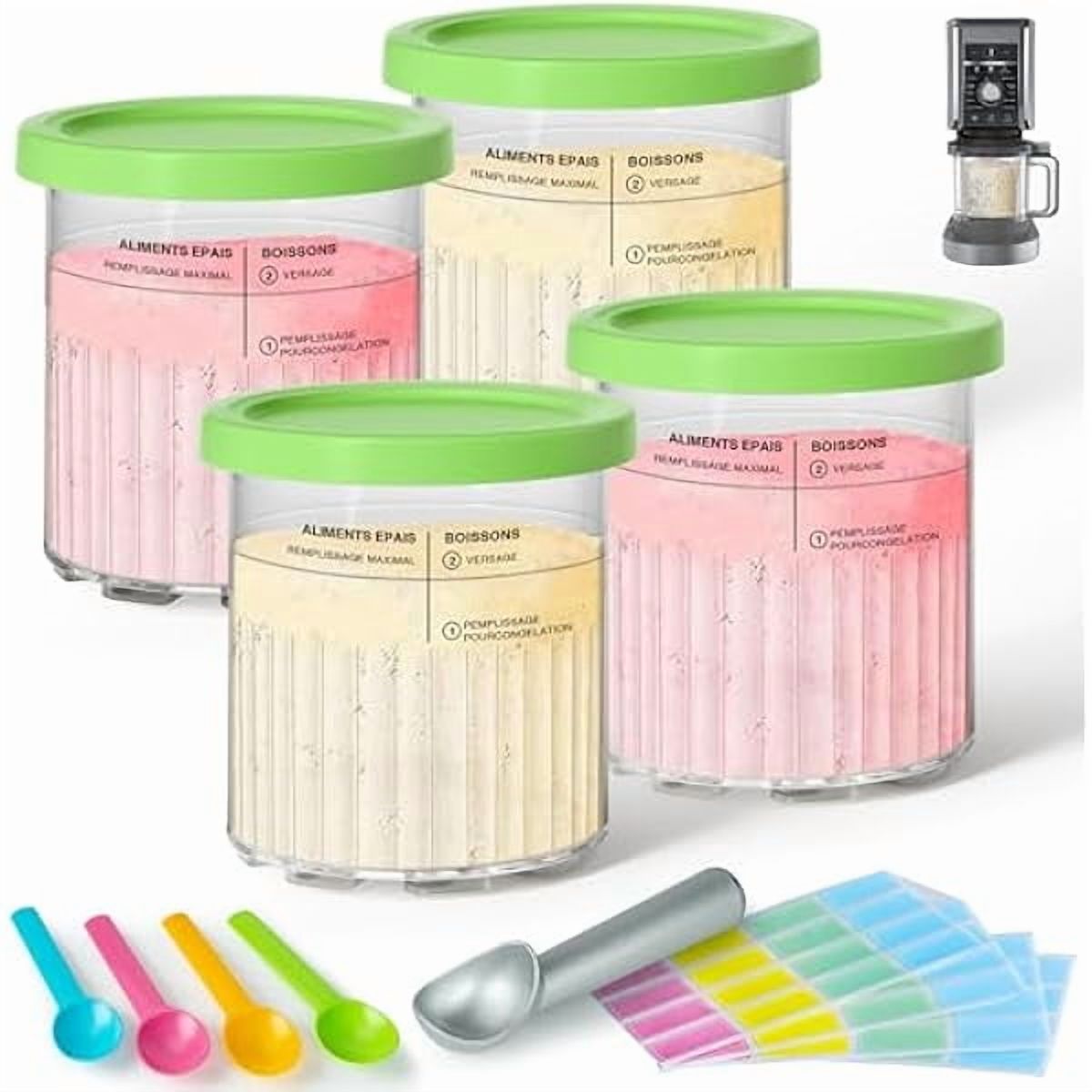 0829 4 Pack Creami Deluxe Pints & Lids for Ninja, 24 Oz Compatible with ...