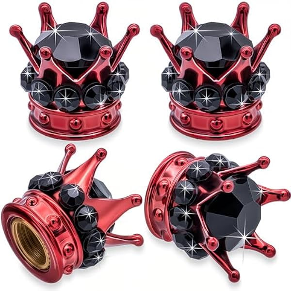 0829 4PCS Crown Bling Tire Stem Valve Caps, Crystal Diamond Car Wheel ...