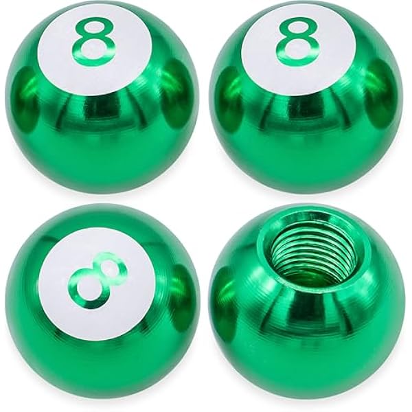0829 4PCS Pool 8 Ball Tire Valve Stem Caps, Aluminum Alloy Corrosion ...