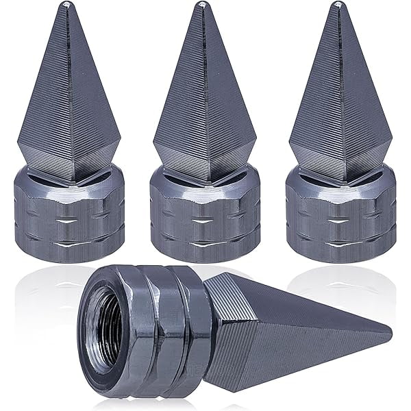 0829 4PCS Spiked Shape Tire Valve Stem Caps, Aluminum Alloy Spike Wheel ...