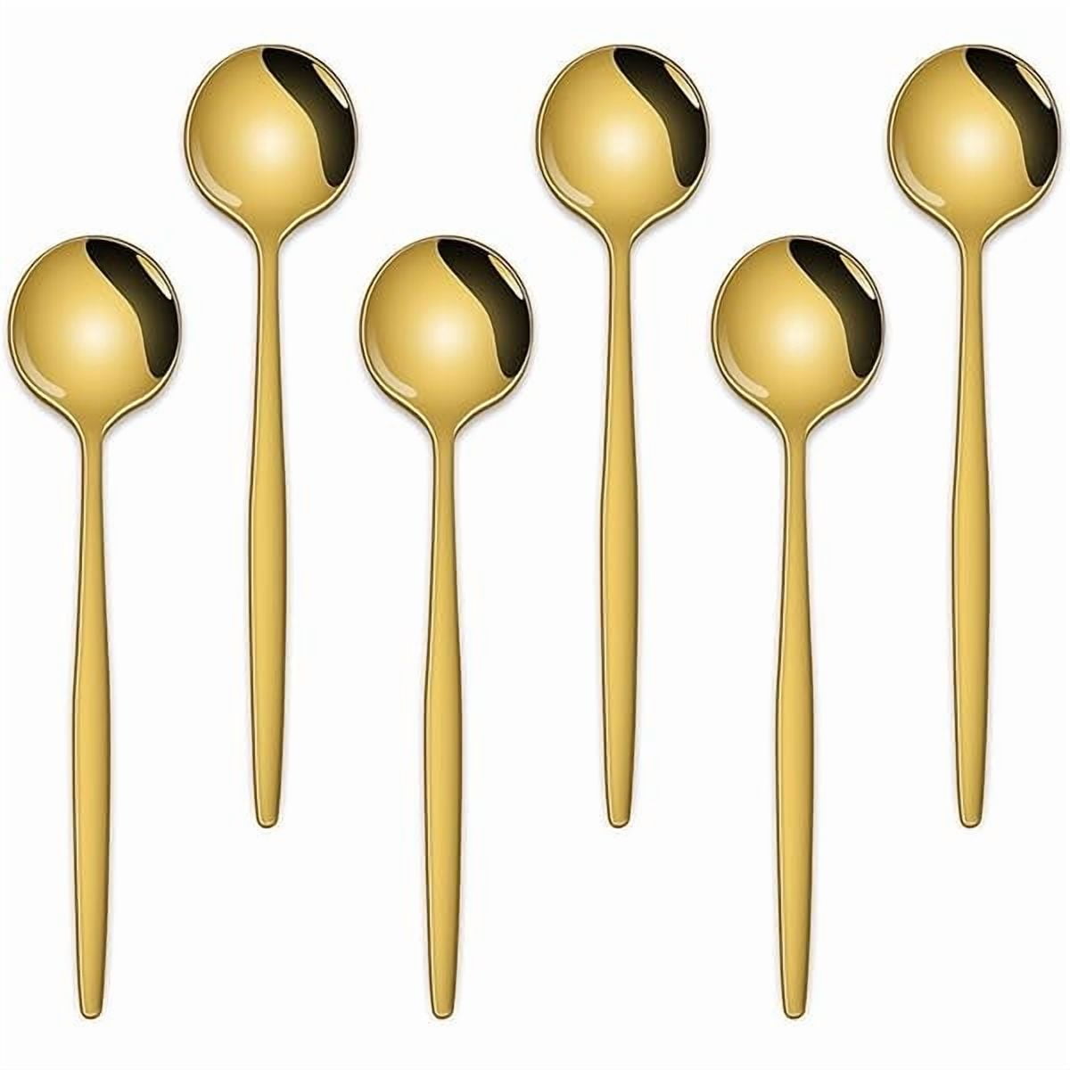 0829 5.1 Inch Coffee & Tea Spoon,6 Pieces Gold Stainless Steel Teaspoon,Mini Spoons For Dessert ...