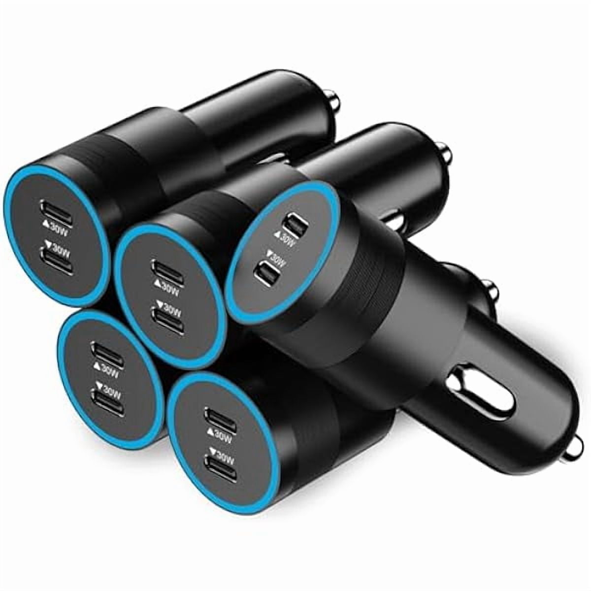 0829 5 Pack 60W USB C Car Charger, Dual PD 3.0 Automobile Cigarette Lighter Adapter 2 Port Type ...