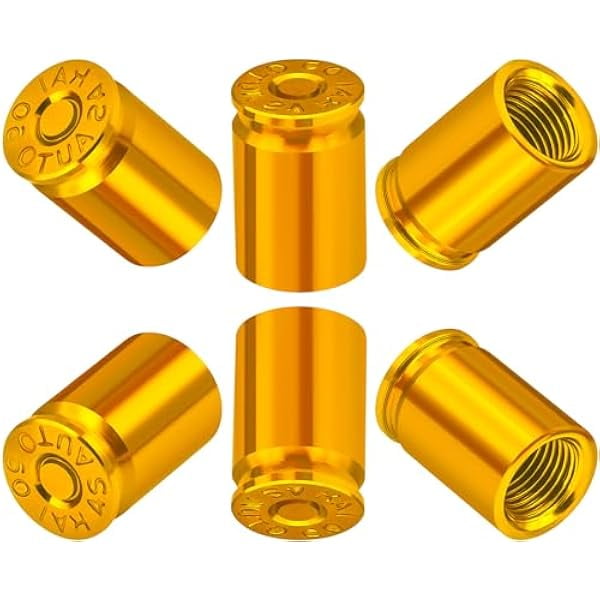 0829 6PCS Bullet Shell Tire Valve Stem Caps, Aluminum Alloy Car Air ...